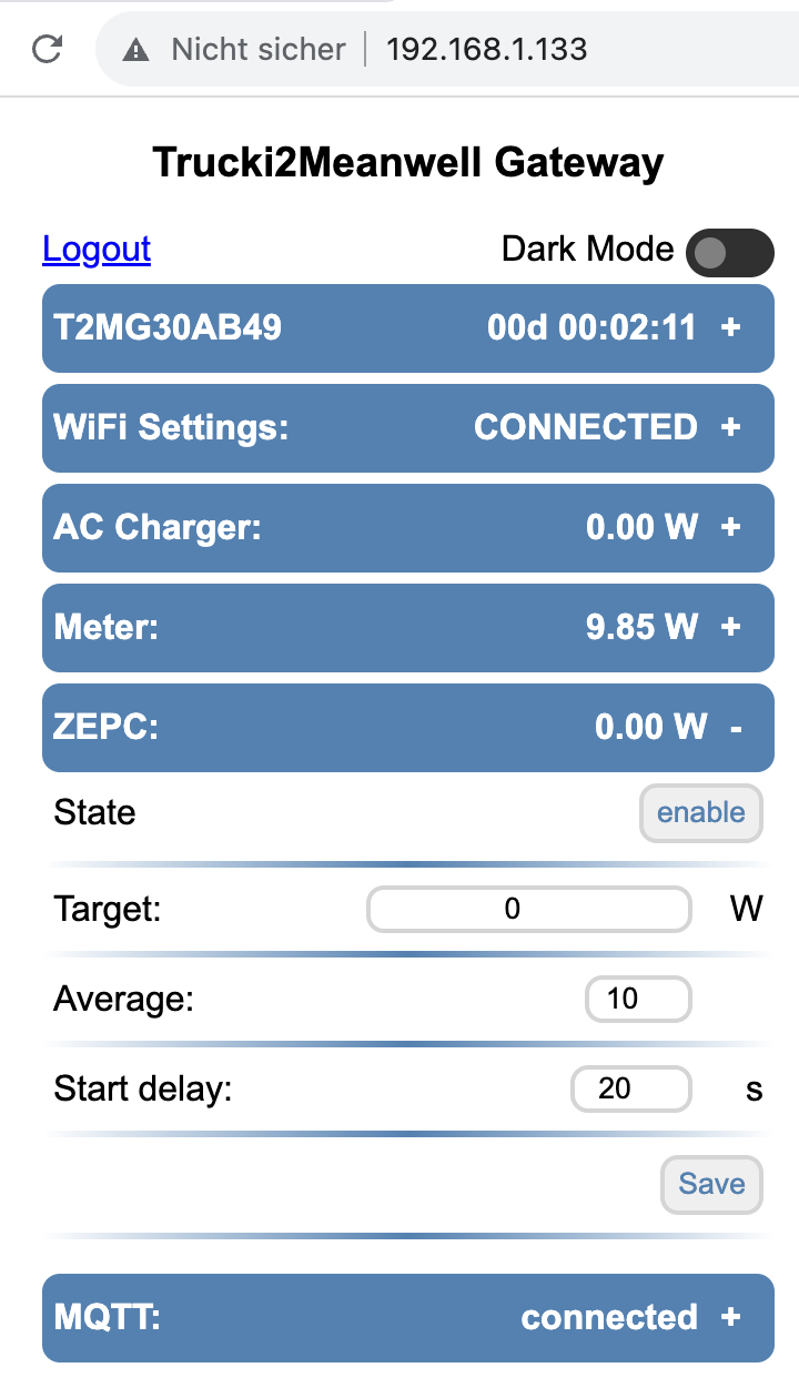 Trucki2MeanWell Gateway (T2MG) V1.00 für MeanWell NPB-450/750/1200/1700 – Trucki